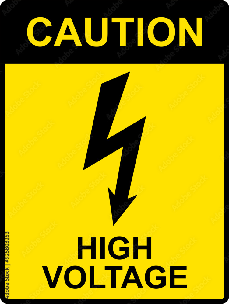 High voltage sign. Caution or danger or warning sign, electrical hazard ...