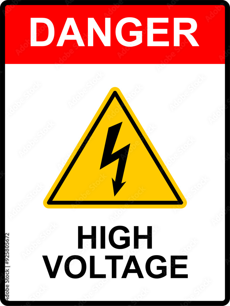 High voltage sign. Danger or warning sign, electrical hazard sign ...