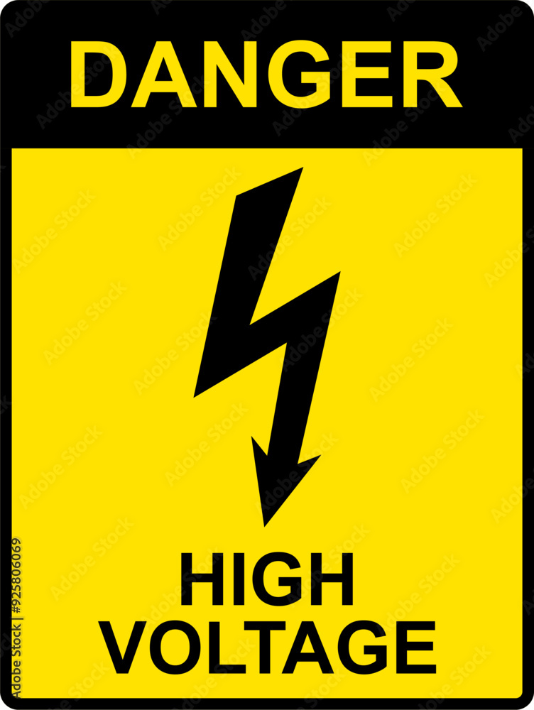 High voltage sign. Danger or warning sign, electrical hazard sign ...