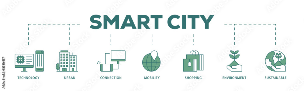 Smart city icon infographic illustration concept with icon of ...