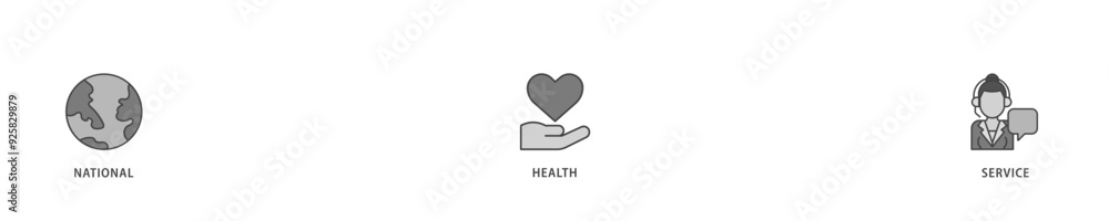 NHS icon infographic illustration concept with icon of globe, hospital ...