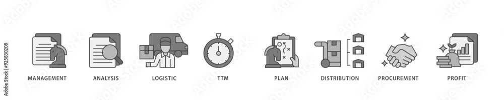 SCM icon infographic illustration concept with icon of management ...