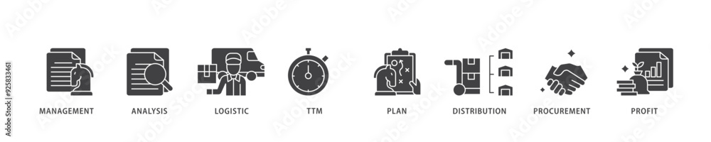 SCM icon infographic illustration concept with icon of management ...