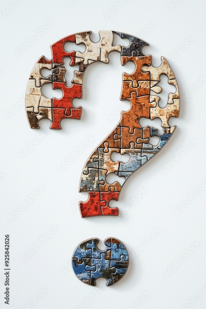 A question mark icon formed by puzzle pieces, with one piece missing ...