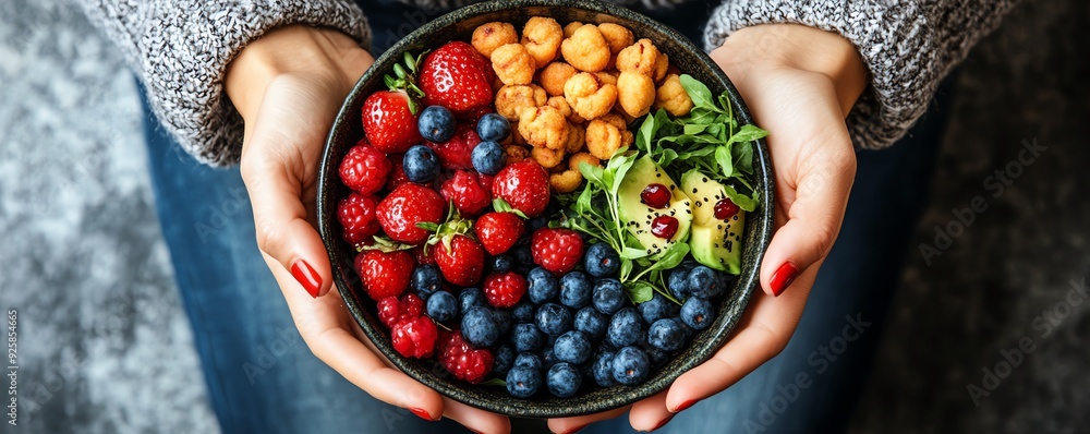 Person engaging in a mindful eating practice with a focus on ...