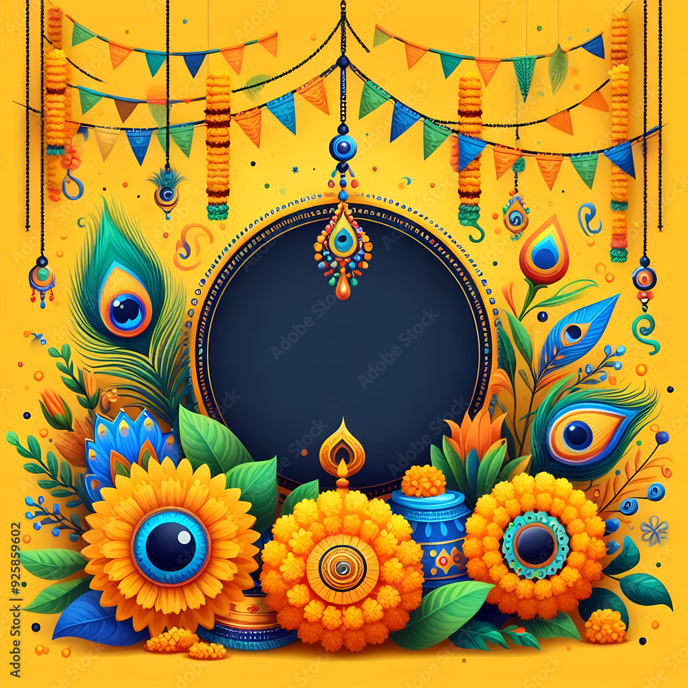 Celebrating happy Janmashtami festival of India, dahi handi Hindu ...