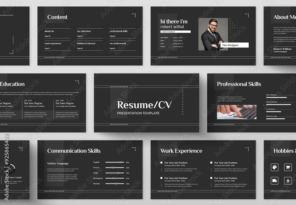 Resume Presentation Template Stock Template | Adobe Stock