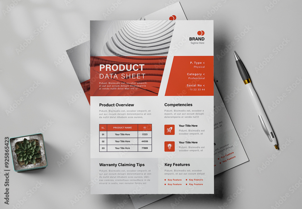 Product Data Specification Sheet Template Stock Template | Adobe Stock