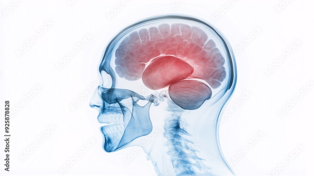 High-resolution X-ray showing a bilateral subdural hematoma Stock ...