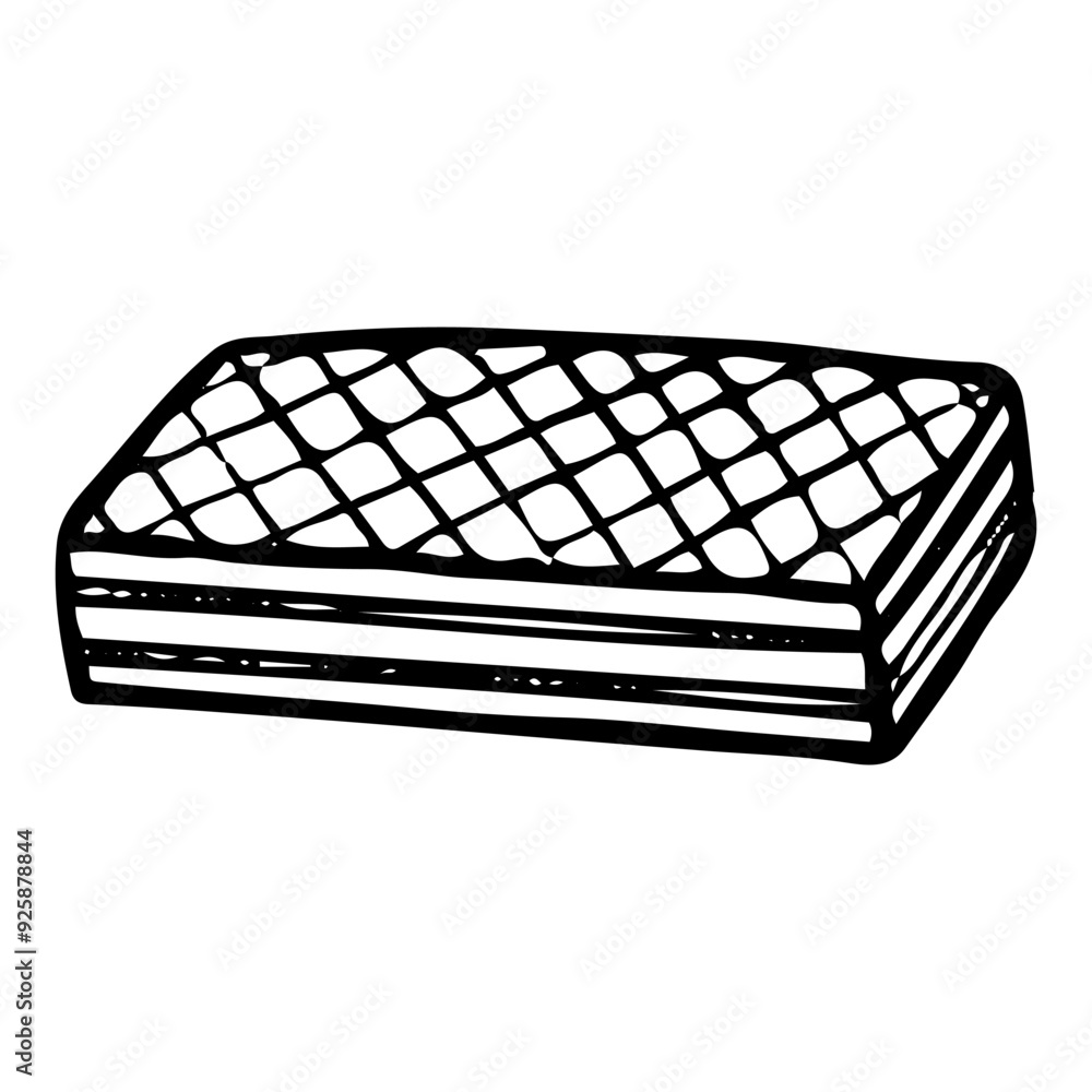 Wafer cookies hand drawn doodle. Dry waffle. Baked biscuit. Sweet ...