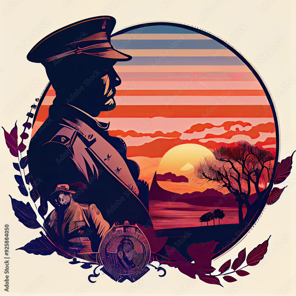 American Theme T-Shirt Design in Front of a Vintage Sunset – Classic ...