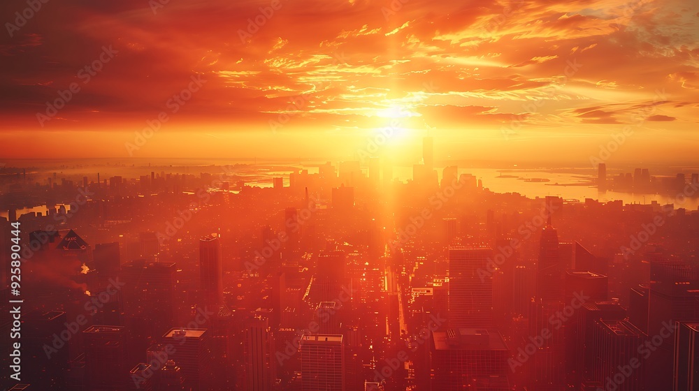 A wide-angle shot of a global temperature increase chart from 1980 to ...