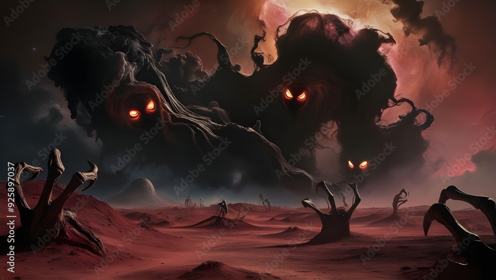 Terrifying zombie emerging from the shadows with decaying flesh and ...