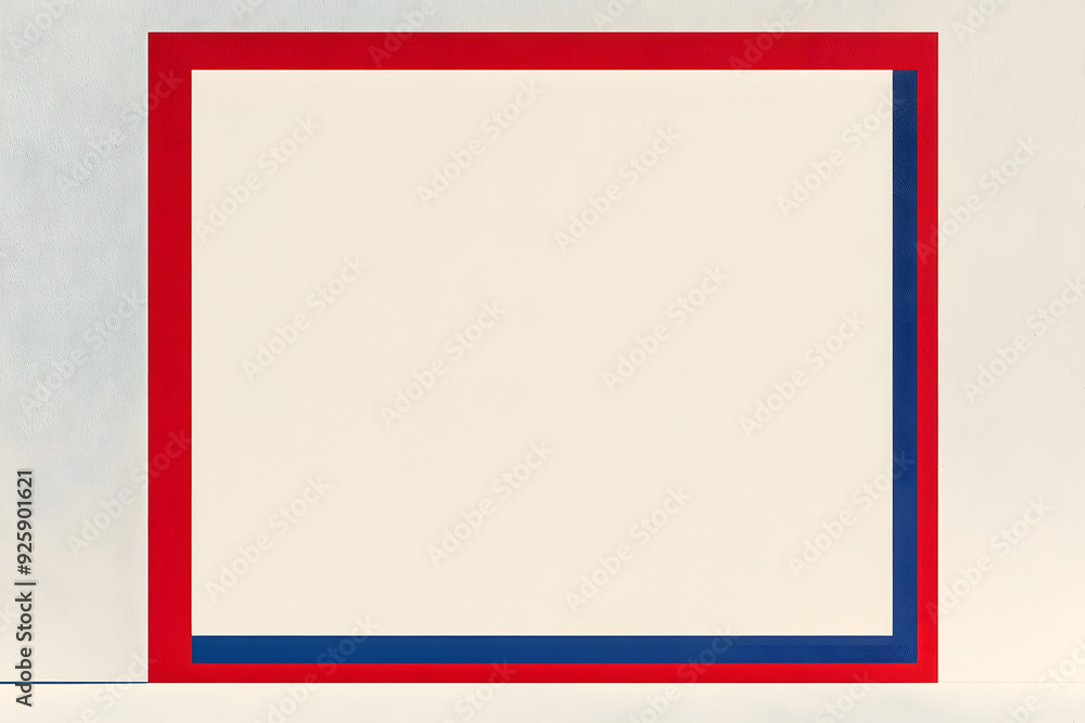 Red, white and blue border frame on a blank background A white square ...