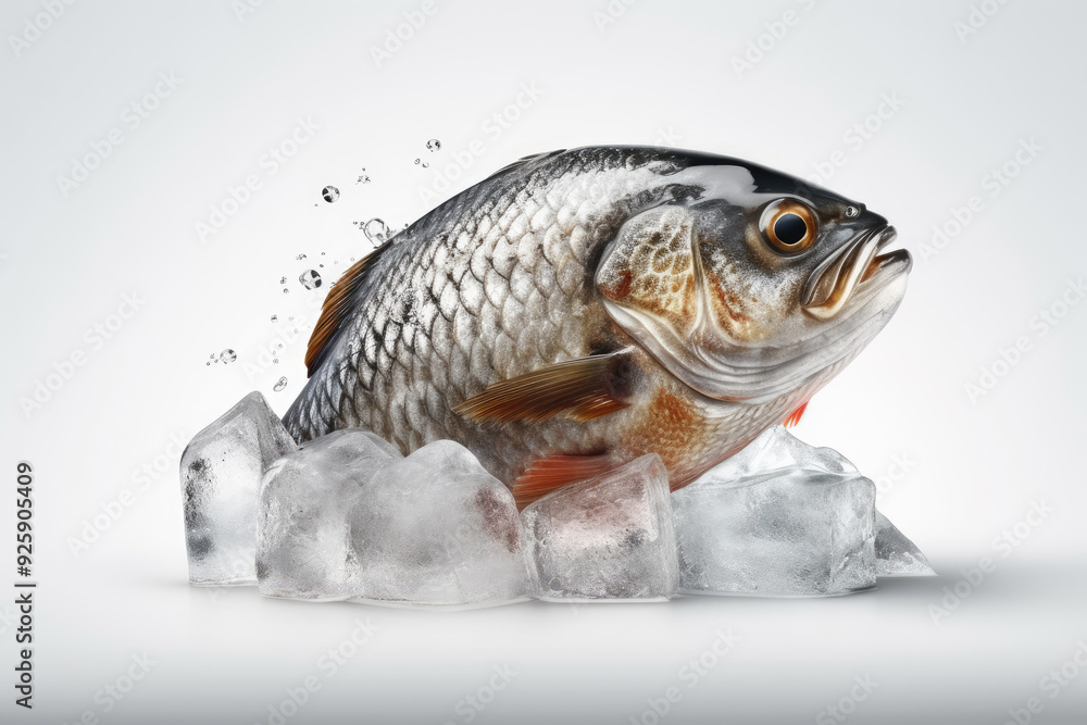 Hilsa Perch Fish Under Ice Cube with Spilled Ice Cubes High Resolution ...