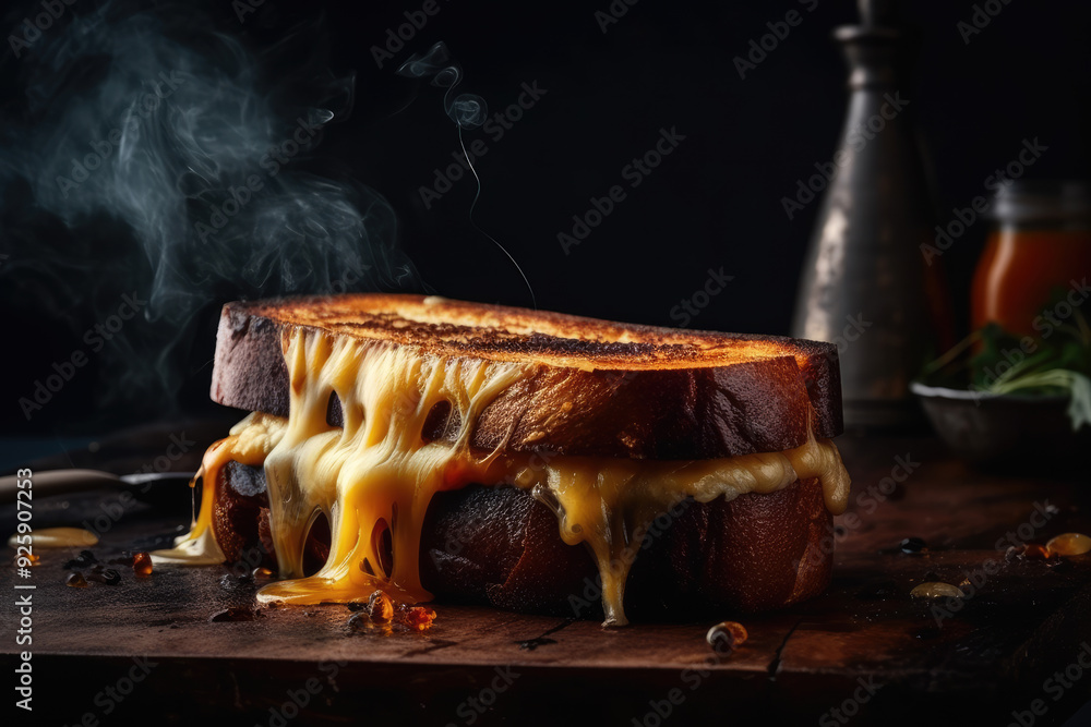 Sliced Bread Sandwich with Melted Cheese Dark Food Photography High ...