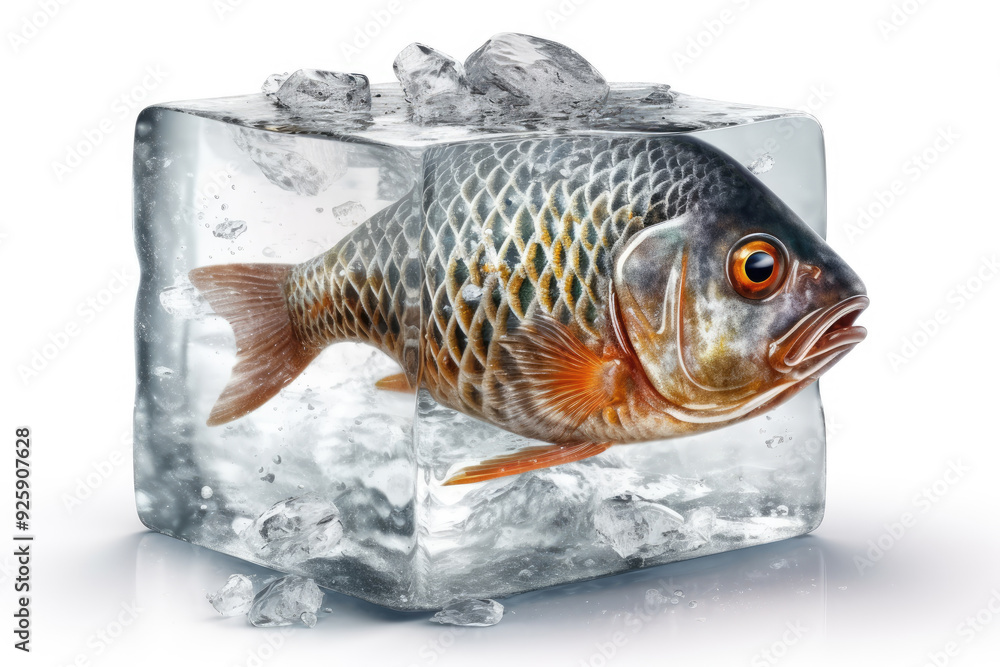 Amritsari Fish Under Ice Cube with Spilled Ice High Resolution Food ...