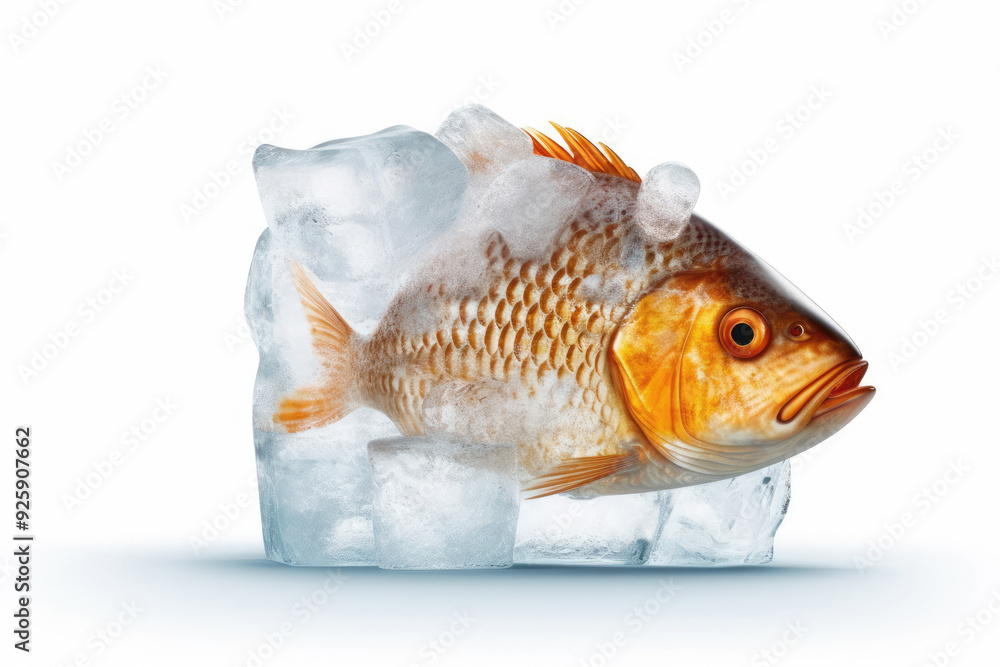 Amritsari Fish Under Ice Cube with Spilled Ice High Resolution Food ...