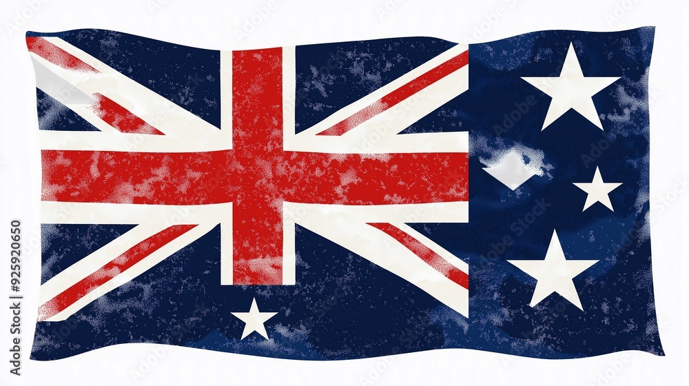 ภาพประกอบสต็อก Australian Flag with Simplified Union Jack and Stars on ...