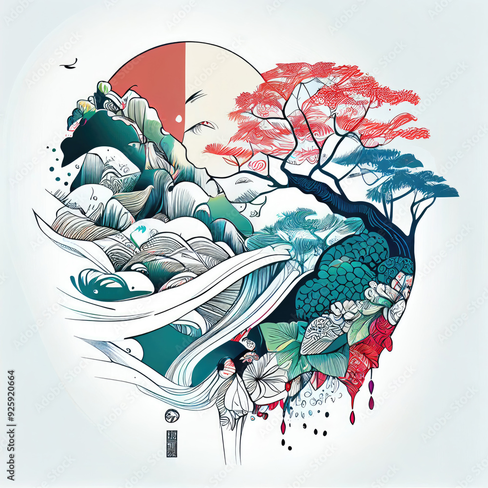 Japanese Theme T-Shirt Design – Elegant Graphic Featuring Traditional ...