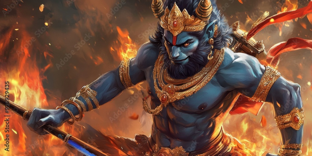 Abstract Portrait of Mythical Multi-Armed Deity: Vibrant Cultural ...