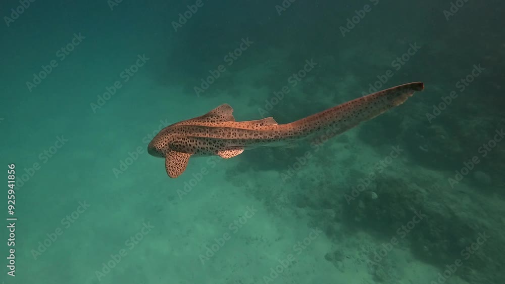 Leopard Shark Close Up Or Zebra Shark Swimming Underwater In Calm ...