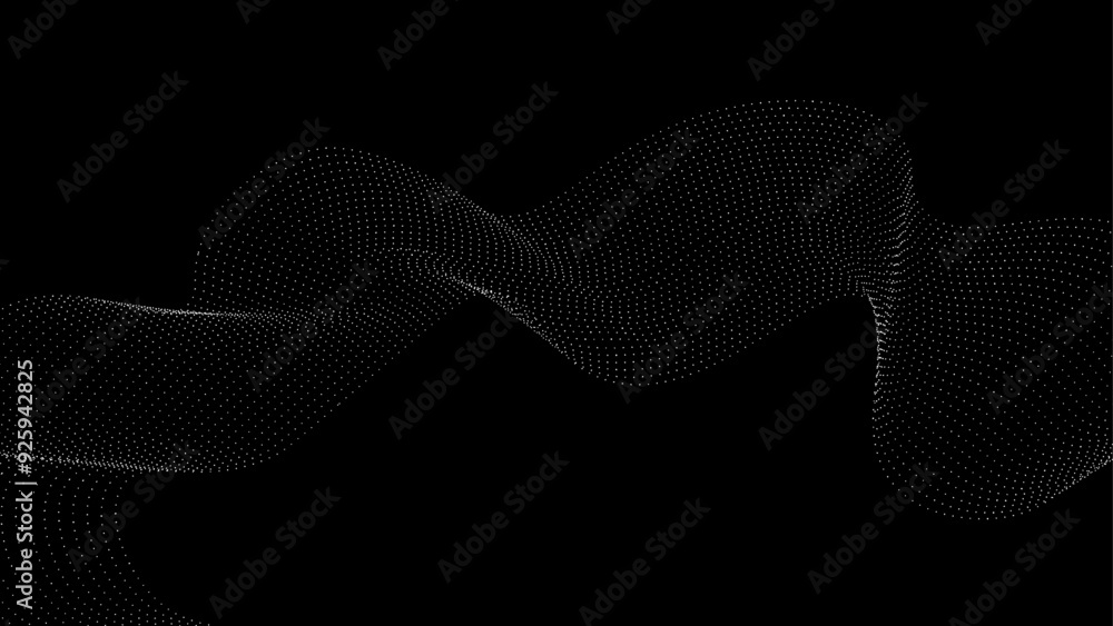 Flowing dots particles wave pattern 3D curve halftone gradient curve ...
