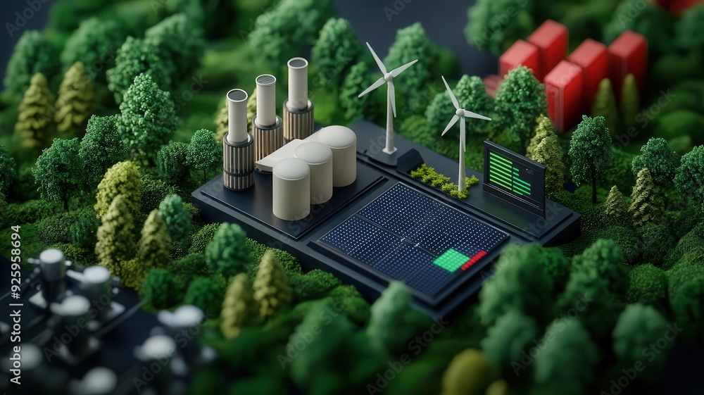 A smart grid system powered by zero-waste energy, showing real-time ...