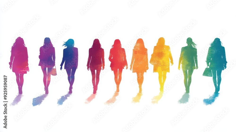 Vector silhouettes of Crowd silhouette,People group colorful shadow men ...