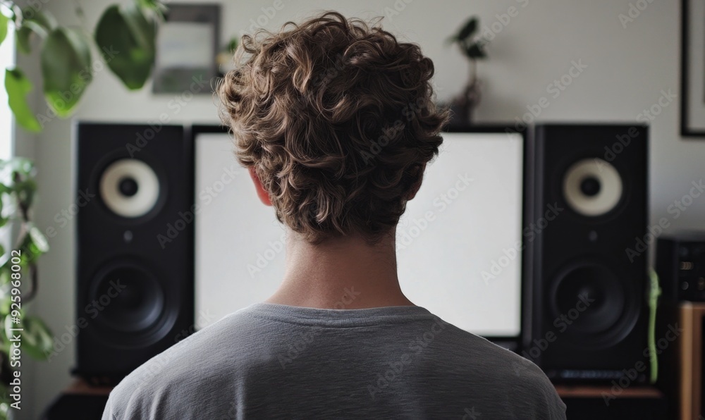Young Professional Working from Home: Over-the-Shoulder View of Remote ...