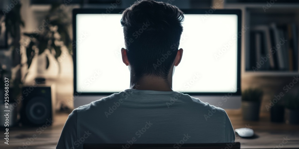 Young Professional Working from Home: Over-the-Shoulder View of Remote ...
