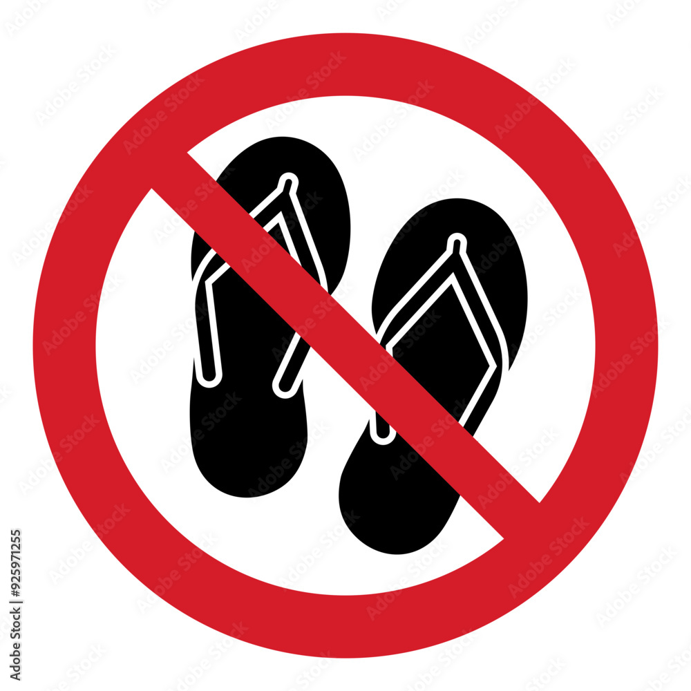 ISO prohibition safety signs_no open toed footwear, thongs or sandals ...