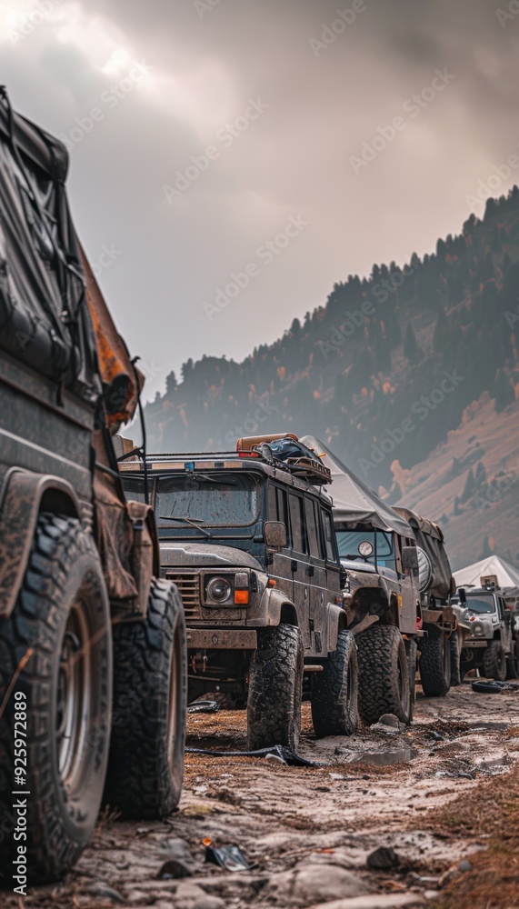 Rugged Off-Road Vehicles Parked at Campsite in Scenic Outdoor ...