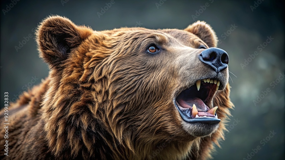 Angry brown bear head growling aggressively , wildlife, aggressive ...