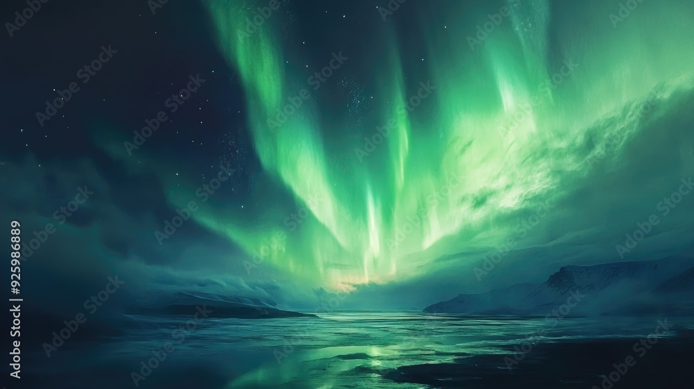 Beautiful Northern Lights illuminating the sky in a dramatic fashion ...