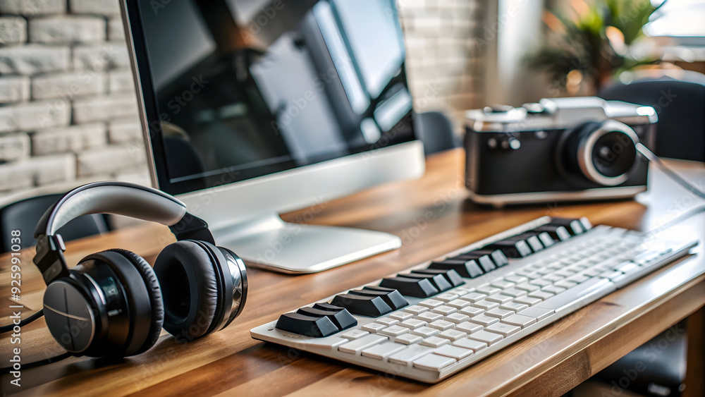Concise and Modern tech setup for focus time with keyboard and ...