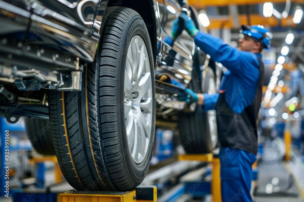 Automated Car Manufacturing Process with Robotic Arm and Worker ...