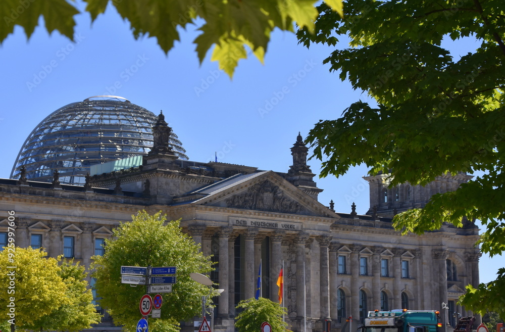 Bundestag, Reich Parliament Building in Berlin, with Norman Foster's ...