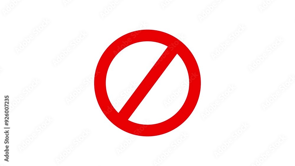 Red stop mark, icon, no parking symbol, no entry animation on a white ...