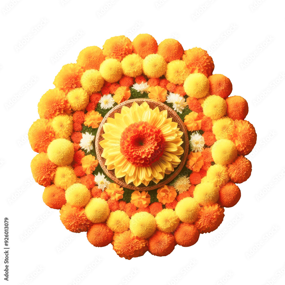 Onam pookkalam, Kerala Onam pookkalam isolated on transparent ...