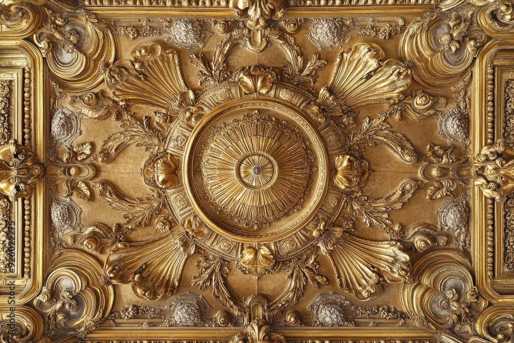 Ornate gold ceiling with intricate details. A luxurious backdrop for ...