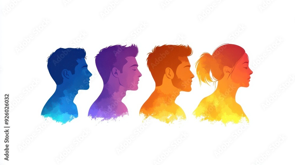 Vector silhouettes of Crowd silhouette,People group colorful shadow men ...