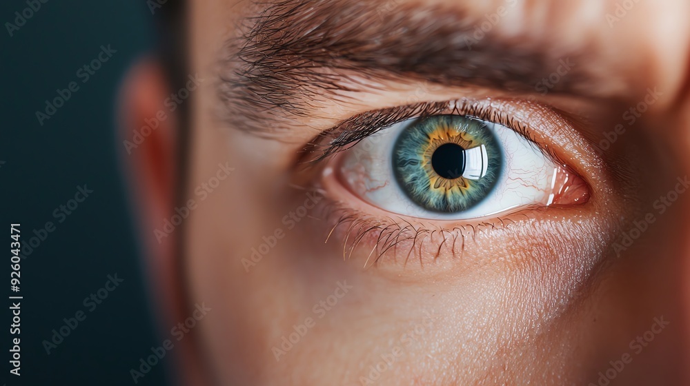 Extreme closeup of a persons eye with visible strain, representing ...