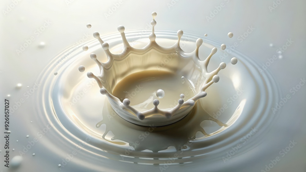 Top view of a milk crown splash in a milk pool, milk, crown, splash ...