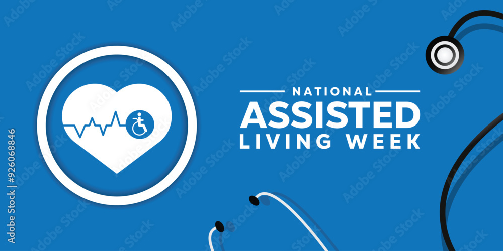 National Assisted Living Week. Heart, people icon and stethoscope ...