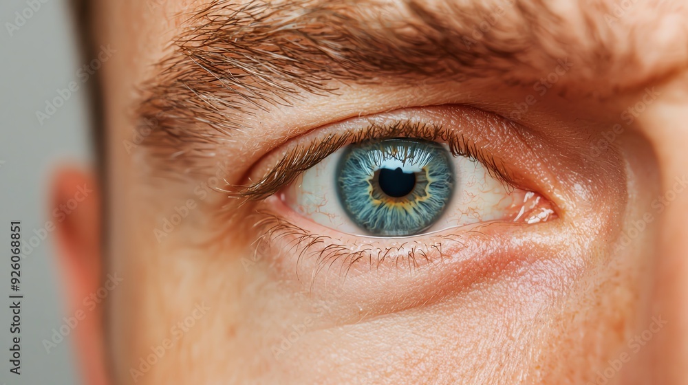 Extreme closeup of a persons eye with visible strain, representing ...