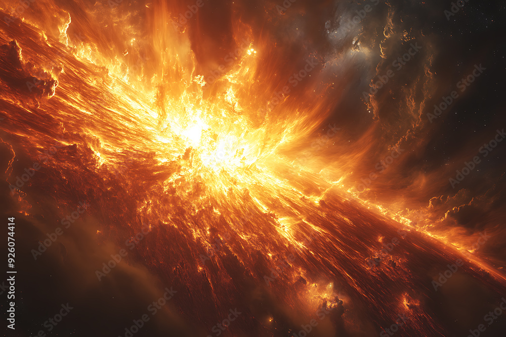 Dramatic depiction of a solar flare and plasma ejection from the sun ...