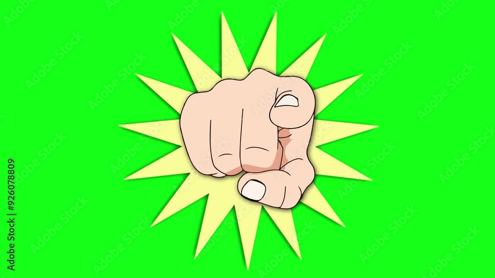 animation Finger pointing at you with background isolated on green ...