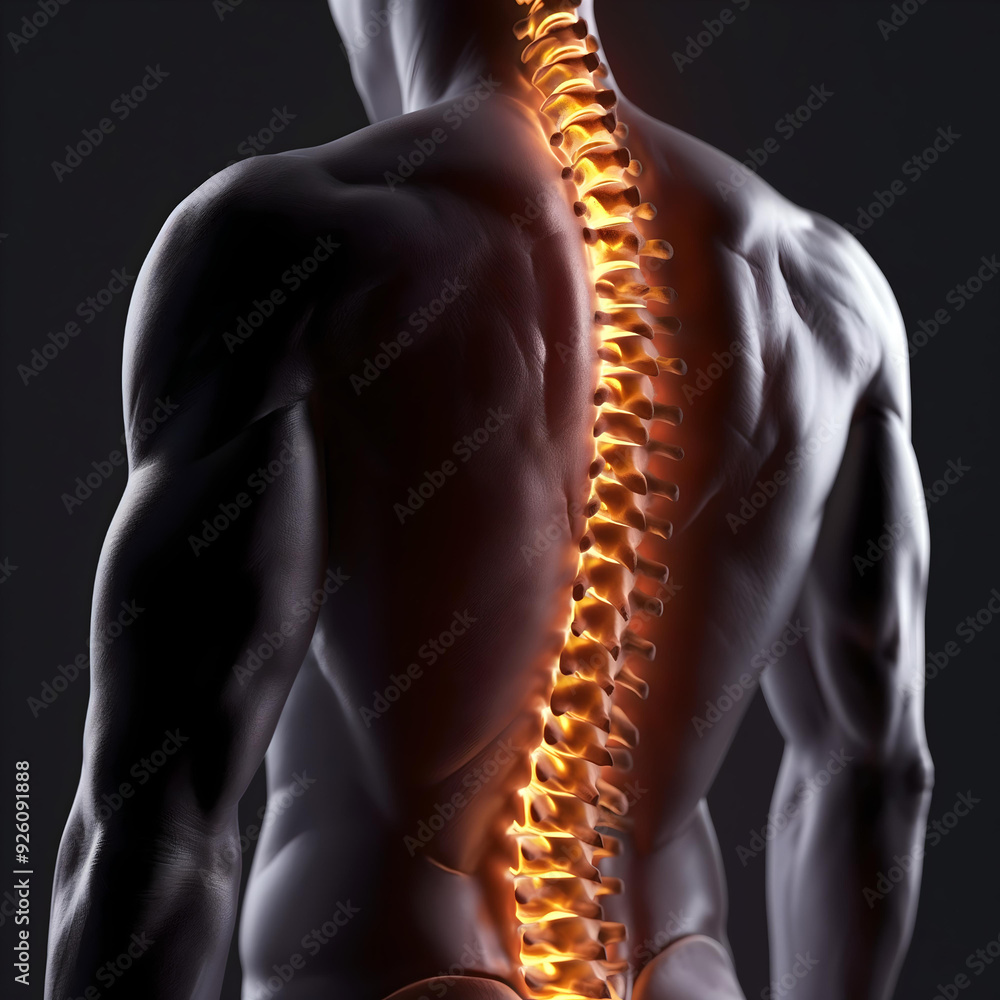 3D Visualization of Spine Anatomy and Pain. A 3D medical illustration ...