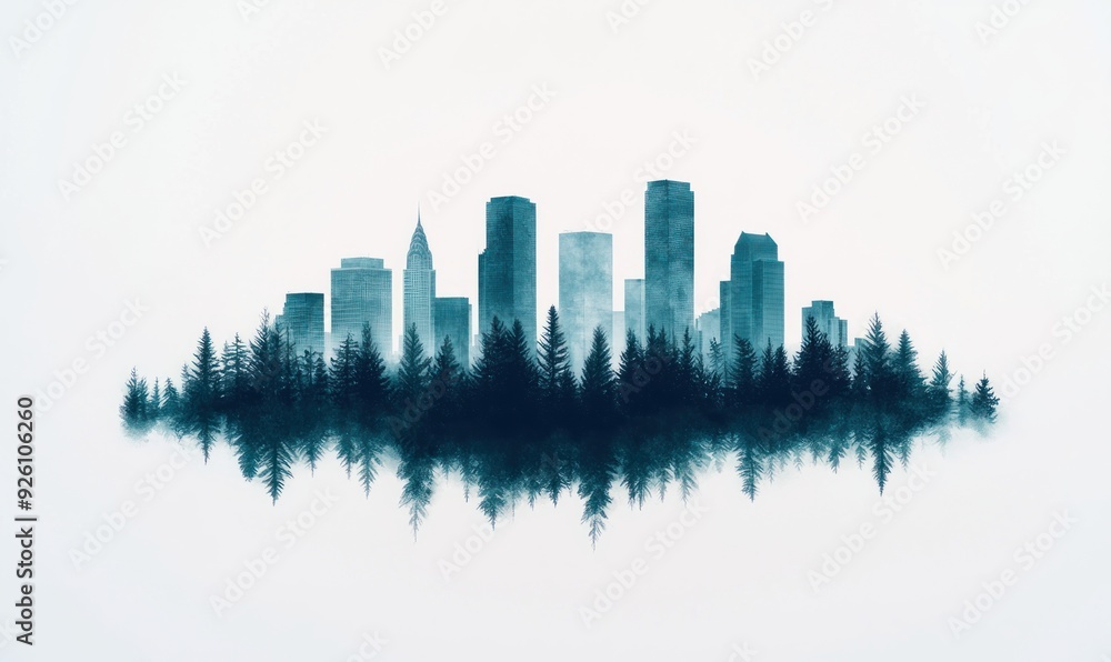 Mindscape of a city morphing into natural elements, Urban vs. nature ...